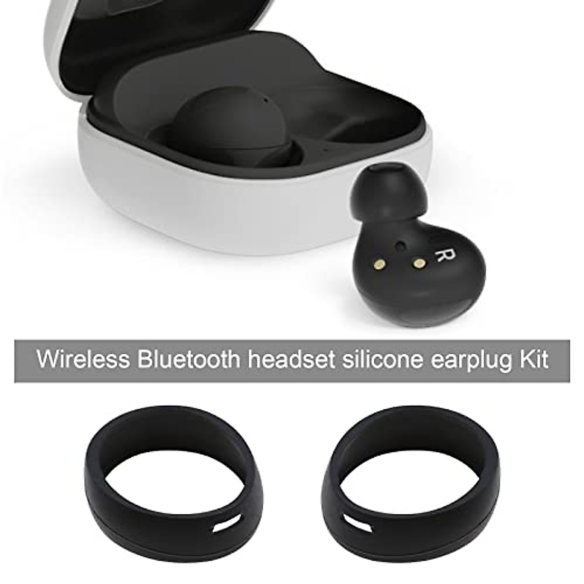 4 Pairs Silicone Anti-Slip Eartips Compatible with Samsung Galaxy Buds 2019 & 4 Pairs Earhooks Compatible with Samsung Galaxy Buds+ R175/R170 Black