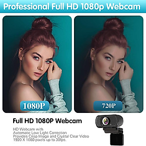 Webcam HD 1080p ,Live Streaming Web Camera with Stereo Microphone, PC Desktop or Laptop USB Webcam with 110 Degree View Angle, HD Webcam for Video Calling, Recording, Conferencing, Streaming, Gaming
