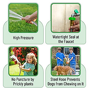 UNCO- Short Garden Hose, 3 Feet, Heavy Duty Stainless Steel Hose, Water Garden Hose, Metal Garden Hose, Outdoor Garden Hose, Non Kink Hose, Durable Garden Hose, Flexible Hose, Lightweight Hose.