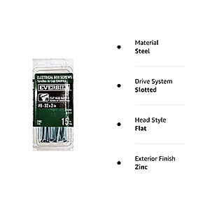 Electrical Box Screws, 6-32 x 2in, 15 Pack