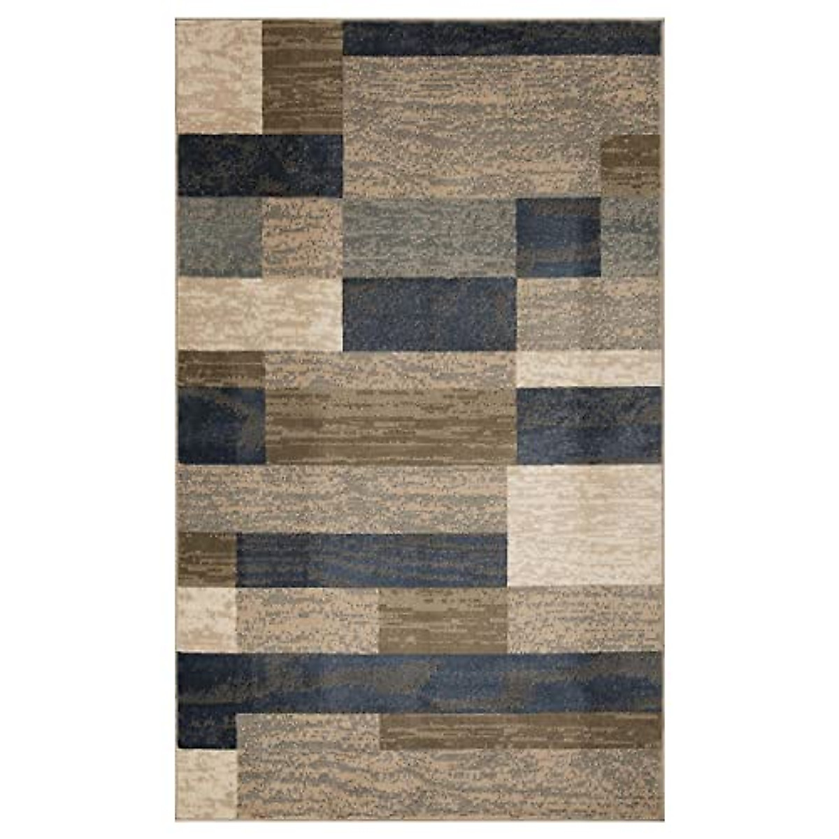BNM Indoor Large Area Rug with Jute Backing, Modern Geometric, Perfect for Living and Dining Room, Bedroom, Hardwood Floors, Office, Dorm, Entryway, Rockwood Collection, 8' x 10', Midnight Navy