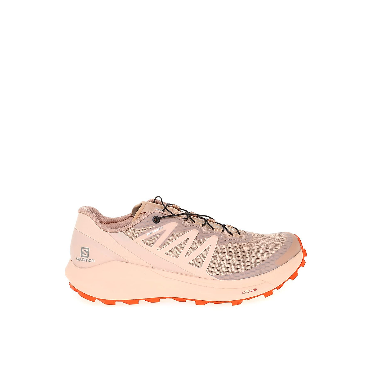 Salomon womens Salomon Women's Sense Ride 4 for Women Trail Running Shoe, Sirocco/Peachy Keen/Red Orange, 7 US