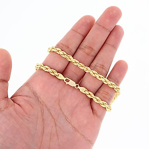 Nuragold 14k Yellow Gold 5mm Rope Chain Diamond Cut Bracelet, Mens Womens Jewelry 7" 7.5" 8" 8.5" 9"