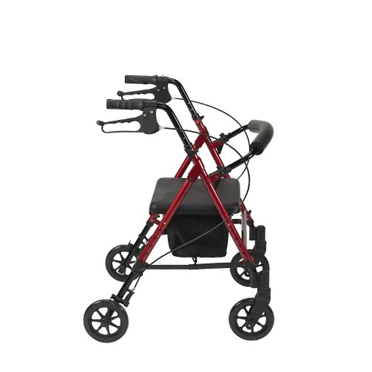 Drive Medical RTL10261RD Foldable Rollator Walker with Seat - Adjustable Handles and Seat, Red