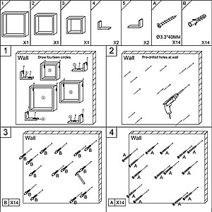 Coral Flower Rustic Wall Mounted Square Shaped Floating Shelves – Set of 7 – 3 Square Shelves and 4 L-Shaped Rustic Shelves – Screws and Anchors Included, Rustic Blue