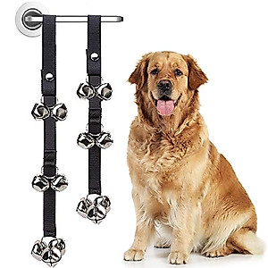 Friends Forever Housetraining Dog Doorbell for Bathroom Potty Training, Adjustable Nylon Strap Length, Behavior Aid Handle or Knob, Puppy Cat Kitten Go Outside Communication Supplies - Black