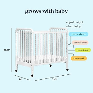 DaVinci Jenny Lind 3-in-1 Convertible Mini Crib in White, Removable Wheels, Greenguard Gold Certified