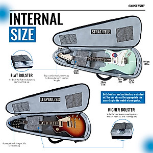 GHOSTFIRE high-end Electric Guitar Gig Bag Super thick fit ST/TL ，LP/SG An Expansion Package Is Attached (Electric guitar-grey)