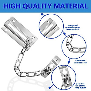 Door Chain Lock, 2 Pack Stainless Steel Chain Locks with 12 Screws, Sliver Security Thickened Chain Guard with Lock for Inside Door Kids Home Safety