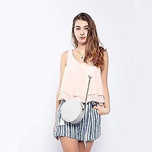 Crossbody Bags for Women Round Purse Quilted purse, Faux Leather, with Tassel