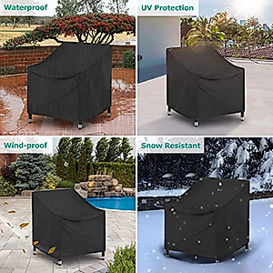 SunPatio Outdoor Chair Covers 2 Pack for Adirondack Chair, Swivel Rocking Chair, Waterproof Patio High Back Chair Cover, Durable FadeStop Patio Furniture Covers for All Weather, 34"W x 37"D x 36"H