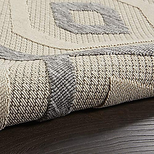 Nourison Palamos Indoor/Outdoor Cream 7'10" x 9'10" Area Rug, Easy-Cleaning, Non Shedding, Bed Room, Living Room, Dining Room, Backyard, Deck, Patio (8x10)