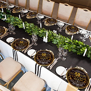 gisgfim 200 PCS Vintage 50th Birthday Plates and Napkins Party Tableware Set 1975 50th Birthday Party Table Supplies Cheers to 50 Years Paper Plate Napkin Fork 50 Guests for Men