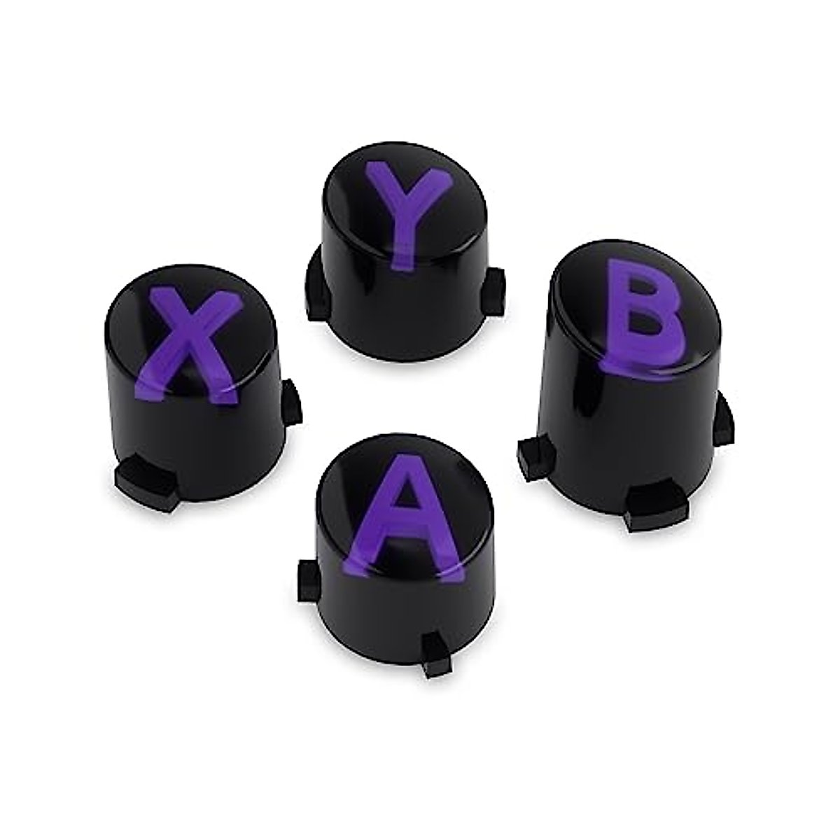 eXtremeRate Replacement Custom ABXY Action Buttons for Xbox Series X & S Controller, Three-Tone Robot Black & Clear with Purple Classic Symbols ABXY Keys for Xbox One S/X Elite V1/V2 Controller