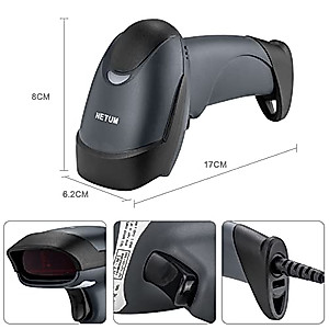 NETUM USB Laser Barcode Scanner, Handheld 1D Wired Bar Code Scanner Scanning UPC EAN Reader Gun Retails for Supermarket, Convenience Store, Warehouse - NT-M1