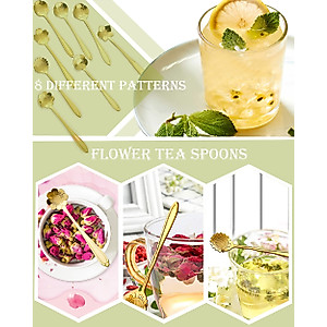 16 Pcs Teaspoon Gold Tea Spoons, ESRISE Stainless Steel Coffee Dessert Spoon, Cute Demitasse Spoon for Stirring Drink Milkshake (Gold)