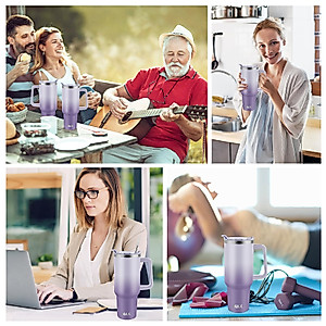 MaxBase 40 Oz Tumbler with Handle and Straw Lid, Insulated Reusable Stainless Steel Travel Mug Keeps Drinks Cold up to 34 Hours, 100% Leakproof Bottle (GradientPurple)