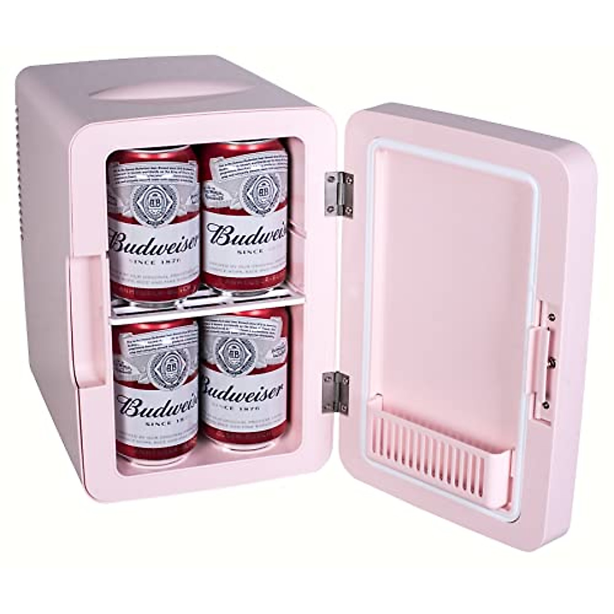 FRIGIDAIRE EFMIS170-PINK Mini Portable Compact Personal Fridge, 6.5L Capacity, 9 Cans, Makeup, Skincare, Freon-Free & Eco Friendly, Includes Home Plug & 12V Car Charger, 2022 Version, Pink