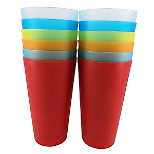 YUYUHUA Reusable Plastic Cups 32 oz - Large Plastic Cups Dishwasher Safe - BPA Free Plastic Tumblers Drinking Glasses set of 12 - Unbreakable Big Cup for Kitchen Party Camping Outdoor