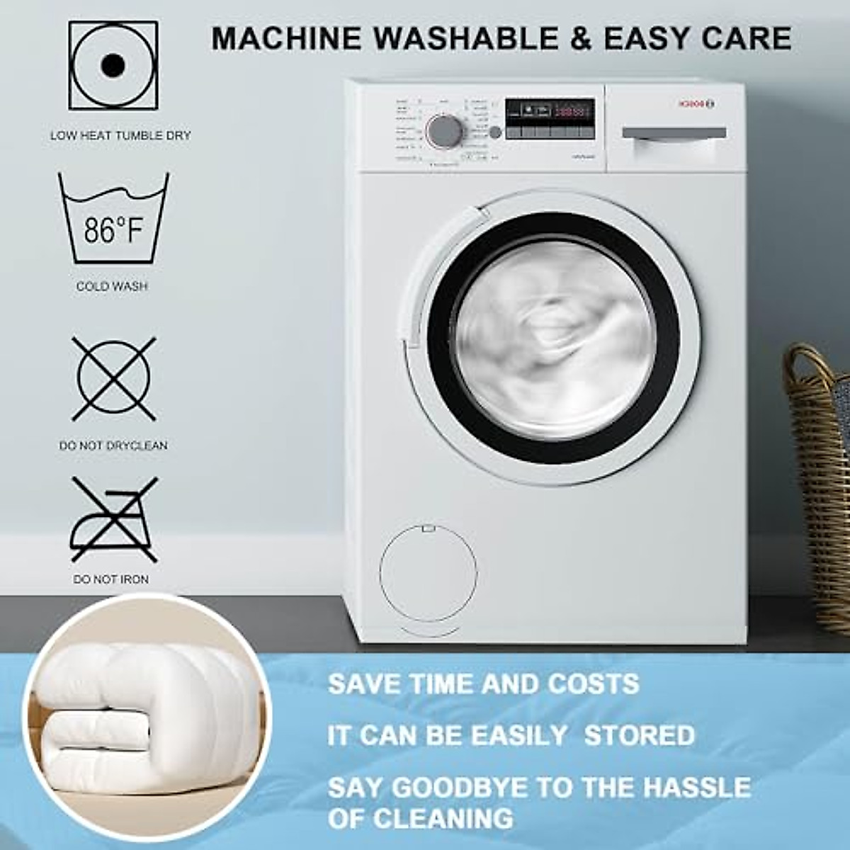 JTE Twin Mattress Pad for Back Pain, 100% Waterproof Extra Thick Quilted Fitted Mattress Protector, Breathable Cooling Mattress Topper Bed Cover Pillow Top 8-21" Deep Pocket(39 * 75 Inches, White)