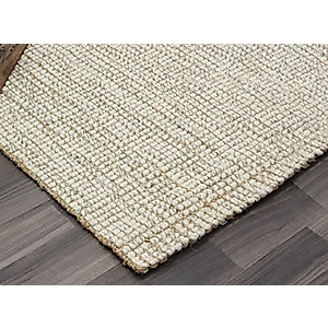 IRONGATE Wool and Jute Area Rug - Handwoven Reversible Textured Basketweave Accent Rug Carpet - Livingroom Bedroom Den Study Farmhouse Home Décor - Classic Modern Contemporary Gift - 3' x 5' - Natural