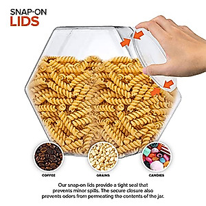 197-Ounce Plastic Jars with Lid (2 Count) - Wide Mouth Hexagon Cookie Jars - Reusable & Recyclable - Shatterproof Jars - Clear Plastic Jars for Cookies, Candy, Laundry Detergent Pods - Stock Your Home