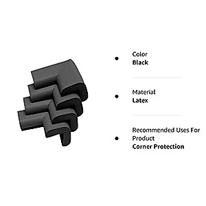 KidKusion 4-Piece Safety Corner Cushion, Black, Child Proofing Corner Guard, Made in USA, Child Safety, Home Furniture Safety Bumper, Baby Proof Table Protector, 4 Count (Pack of 1)