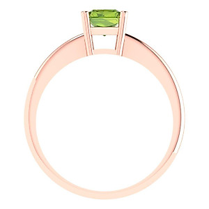 Clara Pucci 1.0 ct Radiant Cut Solitaire Genuine Natural Green Peridot Gem Engagement Bridal Promise Anniversary Ring 14k Rose Gold