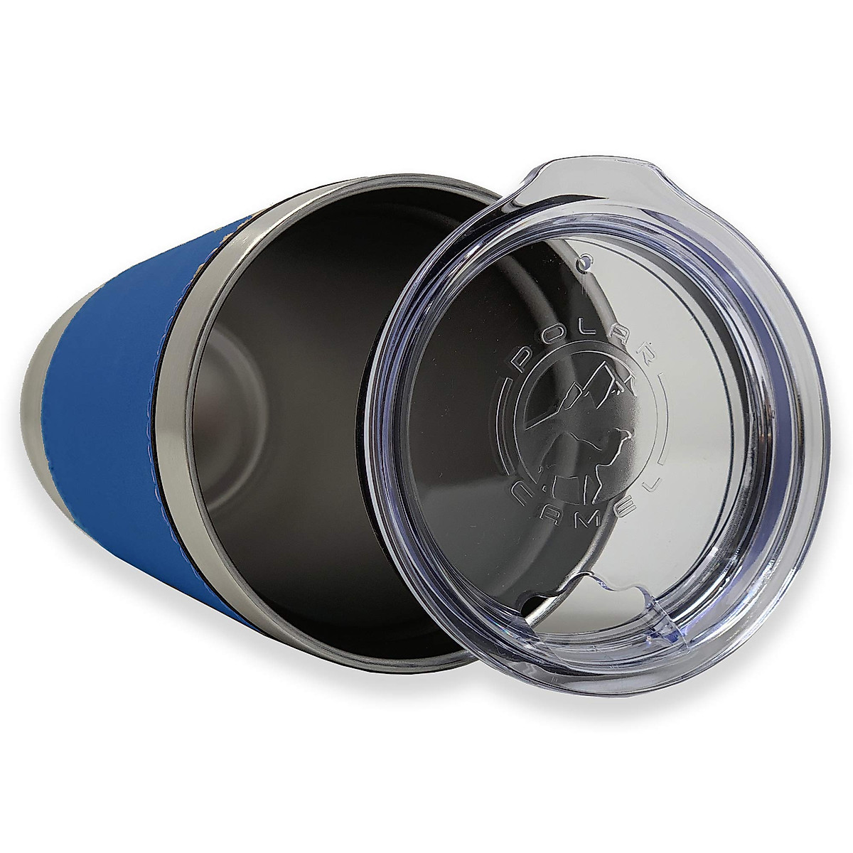 LaserGram 20oz Vacuum Insulated Tumbler Mug, Hecho En El Salvador, Personalized Engraving Included (Faux Leather, Blue)