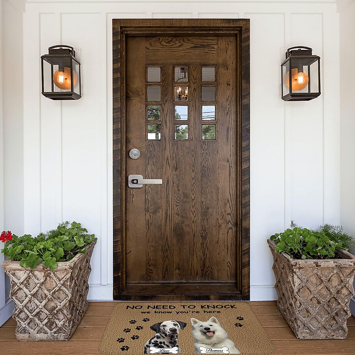 Custom Door Mat Personalized Dog Welcome Doormat Front Door Mat - No Need to Knock - Hope You Brought - Housewarming Gift Customized Outdoor Welcome Mat Rug Home Decor Dog Doormats (Style 1)