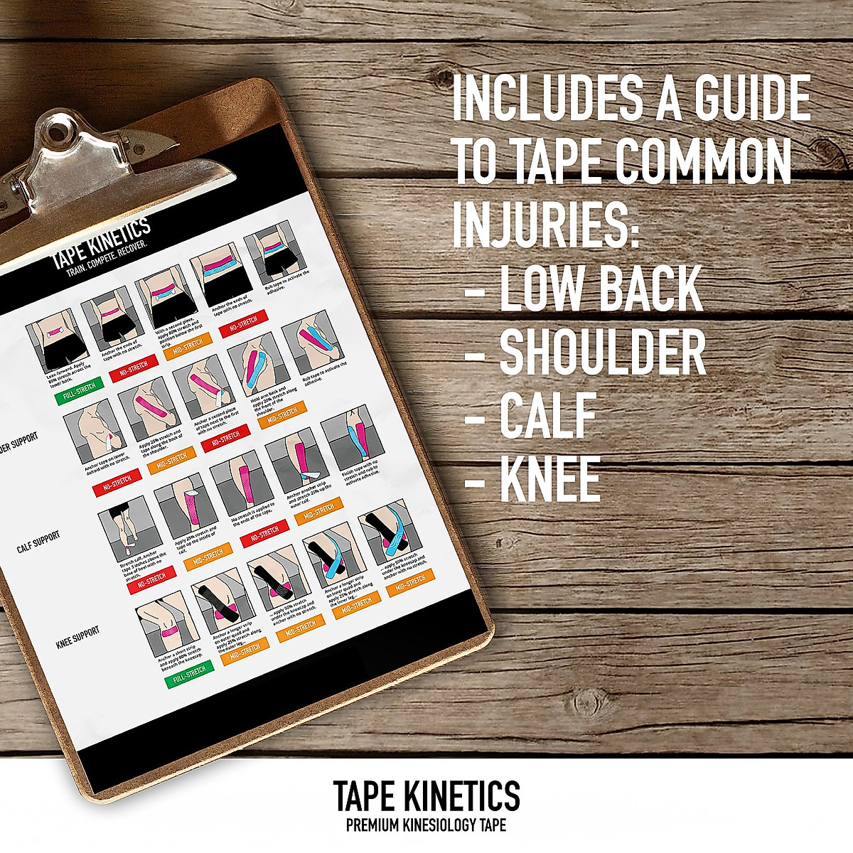 TAPE KINETICS Premium Kinesiology Tape | 2" x 16.4 ft | Waterproof & Latex-free (Black)