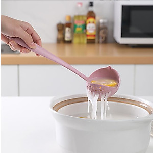 2 In 1 Kitchen Ladle Soup Pan Spoon with Filter Strainer (Pink)