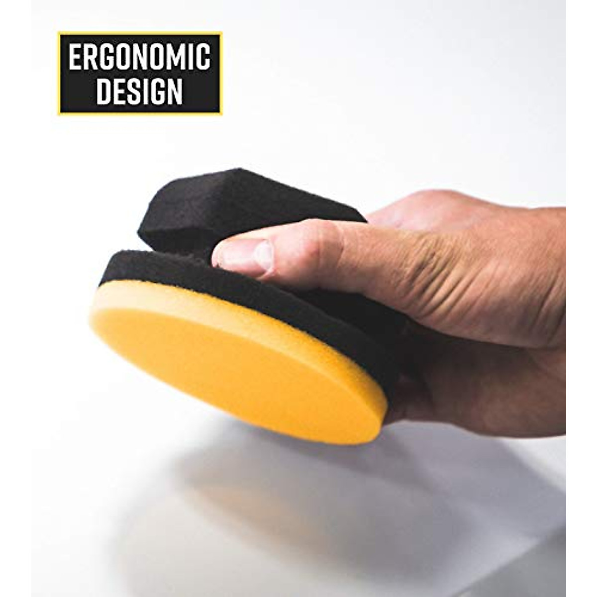 Adam's Yellow Hex Grip Car Wax Foam Applicator - Car Detailing Tool for Waxing Kit Glaze Sealant Liquid Paste Wax Ceramic Coating | Paint & Auto Part Accessories | Car Wash Kit Cleaning Supplies