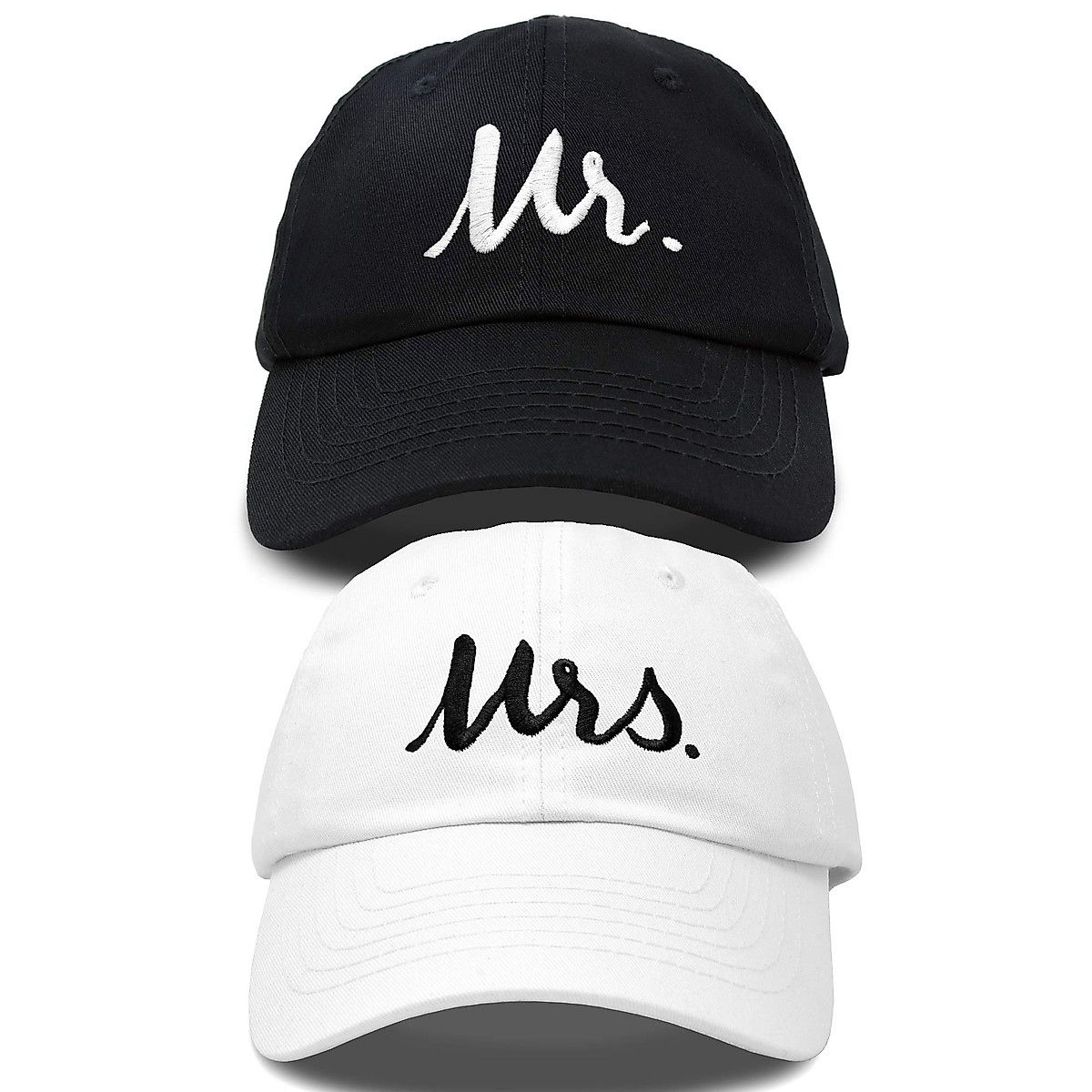 DALIX Mr and Mrs Baseball Cap Matching Couples Hat Set in Black White