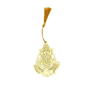 ADORAA's Ganesha Ganpati Golden Brass Metal Bookmark with Golden Tassel - Perfect Gift for Friends & Family