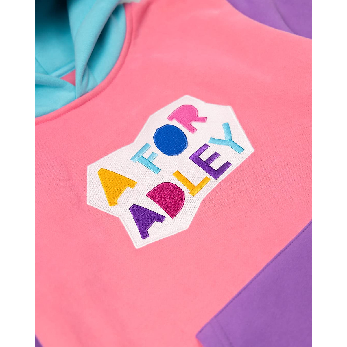 A FOR ADLEY Merch Super Soft Matching Color Block Fleece Set With Embroidered Logo on Top and Bottom (as1, alpha, s, regular)