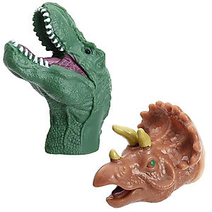 10 Pack Dinosaur Finger Puppets for Kids and Family, Dino Toys for Toddlers Party Favors (5 Designs)