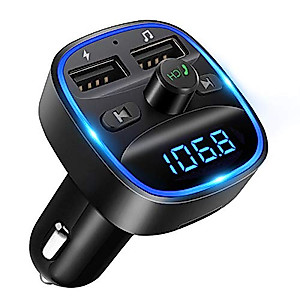 LENCENT FM Transmitter, 2022 Upgraded Bluetooth FM Transmitter Wireless Radio Adapter Car Kit with Dual USB Charging Car Charger MP3 Player Support TF Card & USB Disk