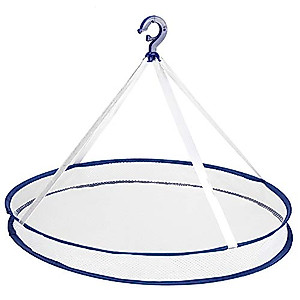 OUKENS Round Drying Rack,23inch Foldable Underwear Dryer, Collapsible Hanging Laundry Rack, Lay Flat to Dry Mesh Clothes Drying Basket for Lightweight Clothing, Delicates and Swimsuit