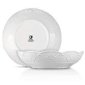 STAR MOON 27 Oz Ceramic Large Pasta Bowls Set Elegant Vintage Porcelain Serving Bowls, Microwave & Dishwasher Safe, Lucky 4-Leaf Clover Collcetion, Set of 2 (Emerald Green)