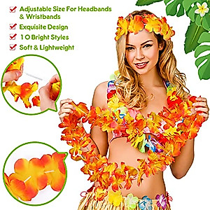 70 Counts Hawaiian Leis Bulk Luau Party Decorations Hawaiian Tropical Party Favors Lei for Adults Kids Hawaii Silk Flower Leis Necklaces Headbands Wristbands Hawaiian Luau Party Supplies Floral Leis