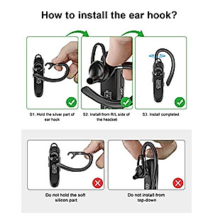 New bee Bluetooth Earpiece V5.0 Wireless Handsfree Headset with Microphone 24 Hrs Driving Headset 60 Days Standby Time for iPhone Android Samsung Laptop Trucker Driver (Black)