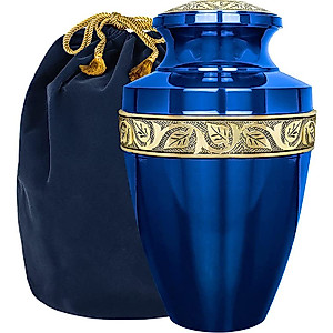 Trupoint Memorials Cremation Urns for Human Ashes - Decorative Urns, Urns for Human Ashes Female & Male, Urns for Ashes Adult Female, Funeral Urns - Blue, Large