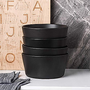 Stone Lain Stoneware Bowls Set, Matte Black, 4 Count (Pack of 1),22.5 fl oz