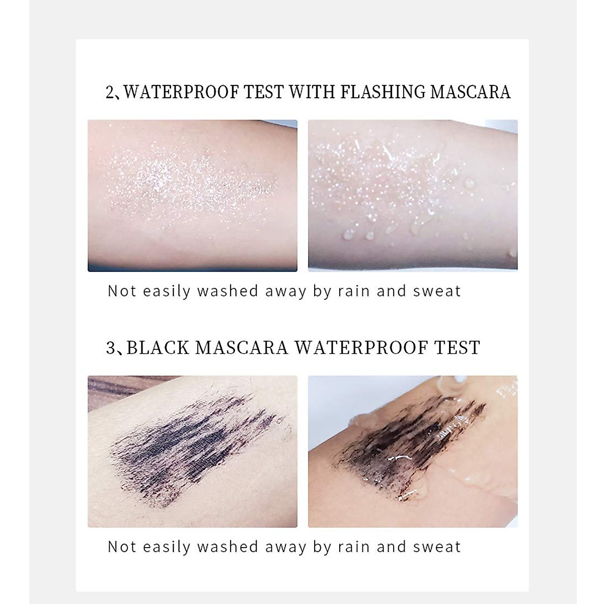 MiDenso 4D Lash Mascara Silk Fiber Eyelash Mascara Waterproof Thicker Longer Voluminous Eyelashes Makeup Long Lasting Glitter Eyelash Double Head 2 Effect and Natural