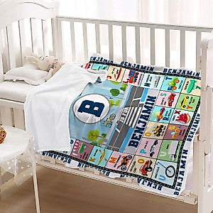Custom Alphabet Name Vehicle Blanket Personalized Name Blankets for Baby Soft Lightweight Flannel Throw Blanket for Couch Bed Travel Practical Heartfelt Gifts XS 30x40in Pet/Toddler Gift