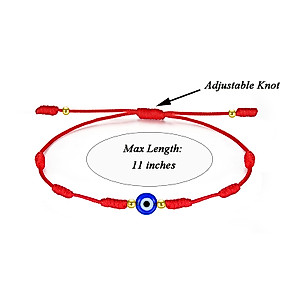 QMEXINS 7 Knot Evil Eye Bracelet for Women Men Friends Family Adjustable Red String Protection Bracelet 2 Pcs