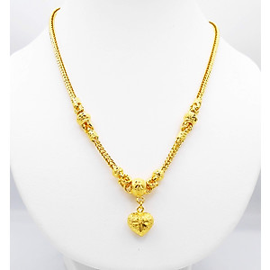Chain 24k Thai Baht Yellow Gold Plated Filled Necklace Jewelry Women 20" Pendant Heart