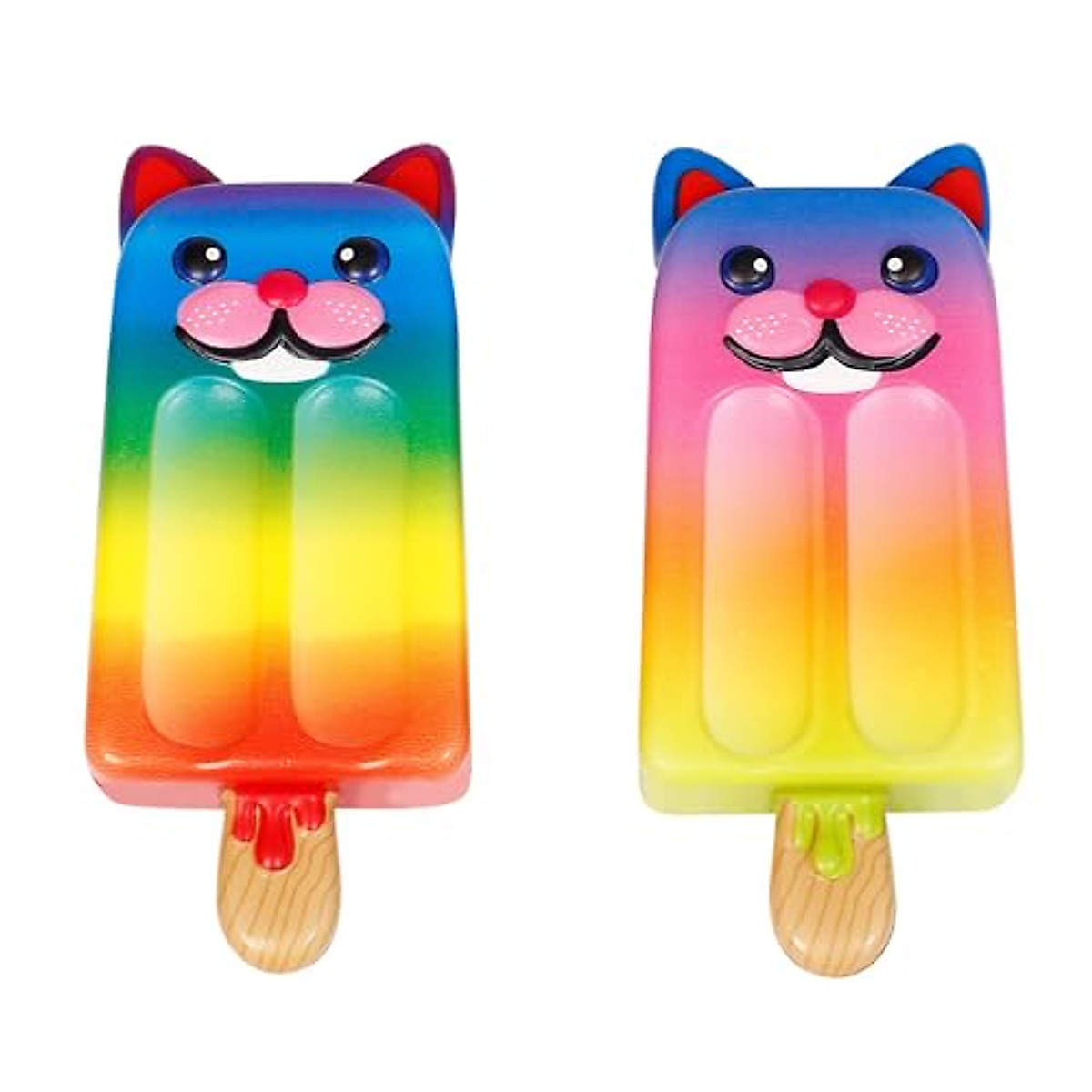 Anboor 2pcs Popsicle Cat Squishies Toys Squeeze Sets Kawaii Slow Rising Scented Kid Toys Cute Animal Collect