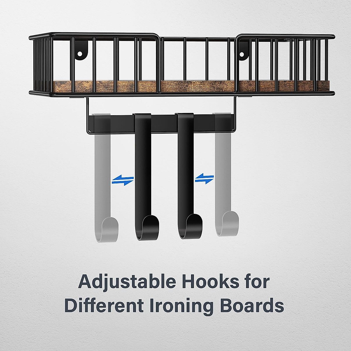 Punmoy Ironing Board Hanger Wall Mount, 2-Tier Iron and Ironing Board Holder with Removable Hooks (T-Shaped Legs), Laundry Room Organization and Storage Wall Mounted